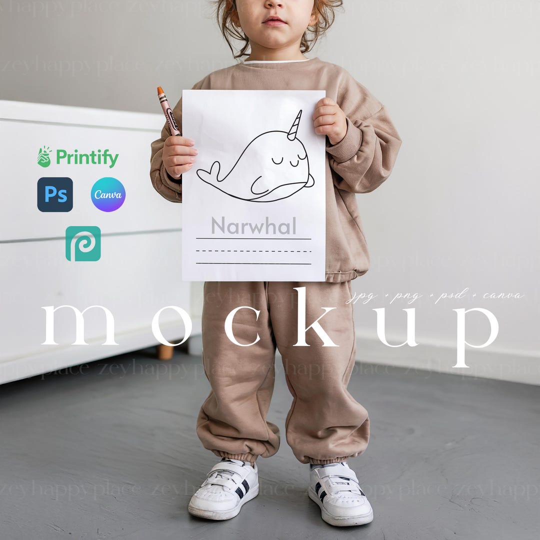 Coloring Page Mockup PSD Kids 8.5 X 11" Coloring Pages Canva Template ...