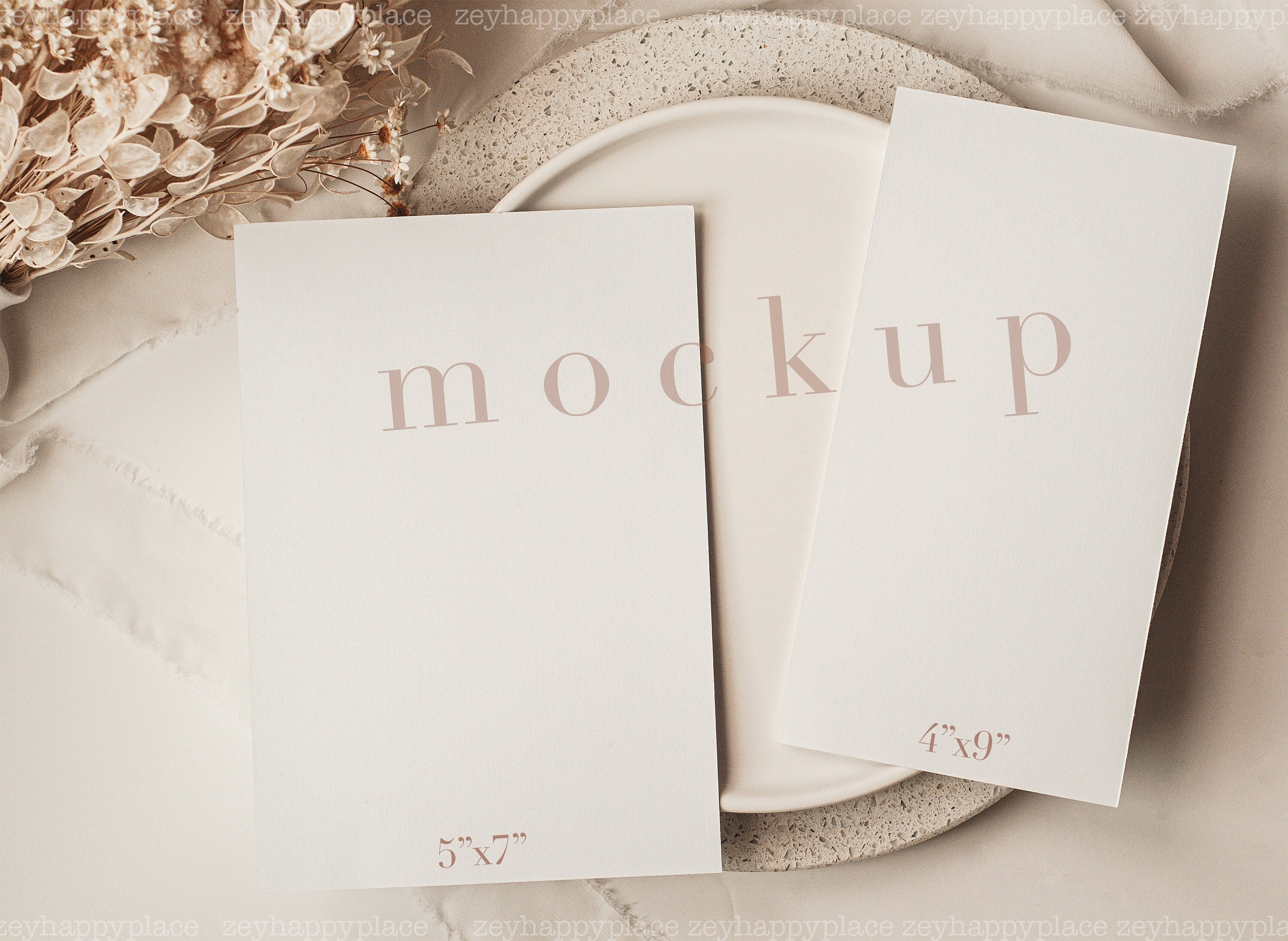 4x9 Menu Mockup With 5x7 Card, Wedding Program Mockup, Wedding Menu ...