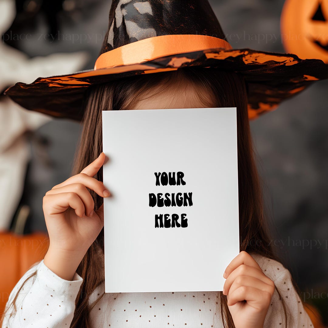 Kids Halloween Party Invitation Mockup, Halloween 5x7 Birthday Card ...