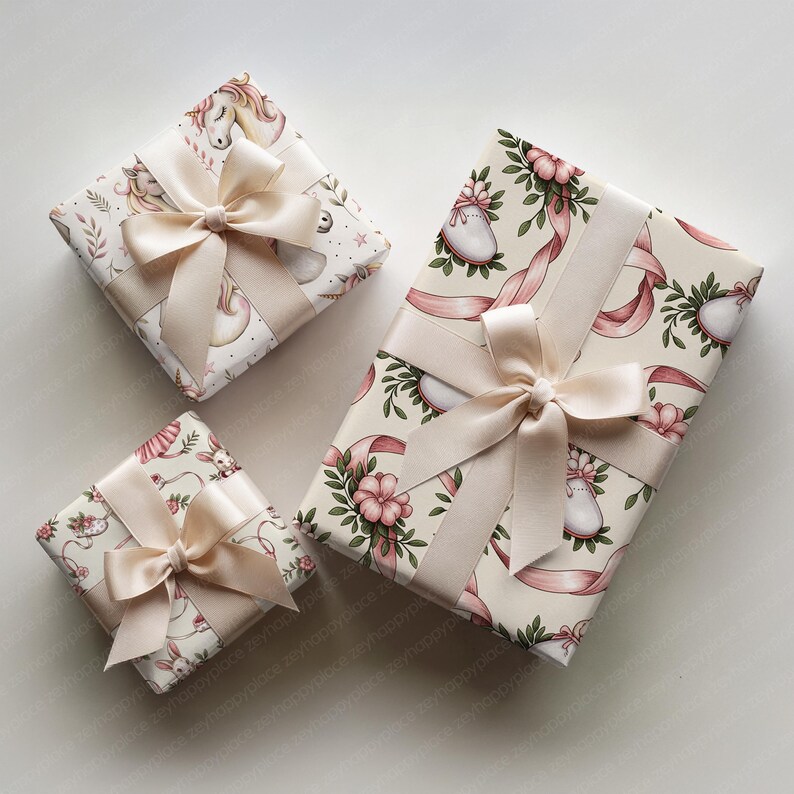 3 Boho Gift Wrapping Paper Mockup Set Christmas Gift Box Mockup Canva ...