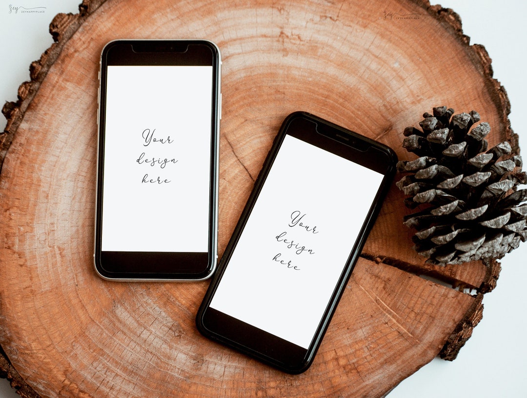 IPhone 2 Mockup, Double Smartphone Mockup, Phone Mockup for Electronic ...