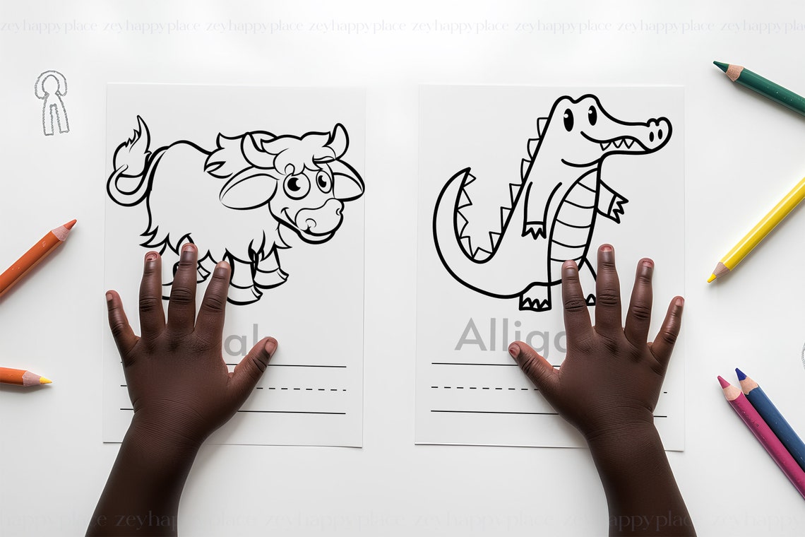 Double Coloring Page Mockup, 5x7" Coloring Pages Mockup, Canva Activity ...