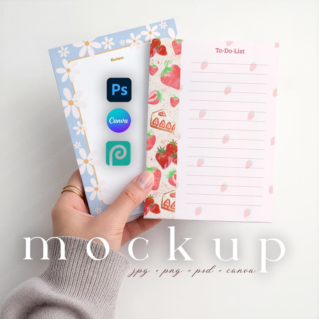 Double 5x7 Notepad Mockup Set, 2 Paper Pad Mockups, Stationery Mockup ...