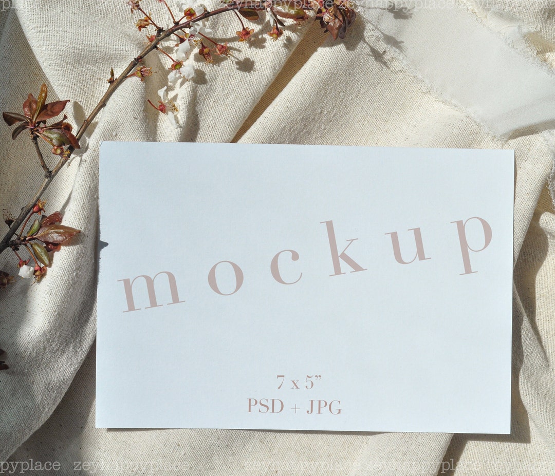 Horizontal 7x5 Card Mockup, Greeting Card Landscape Mockup, 7x5 Card ...