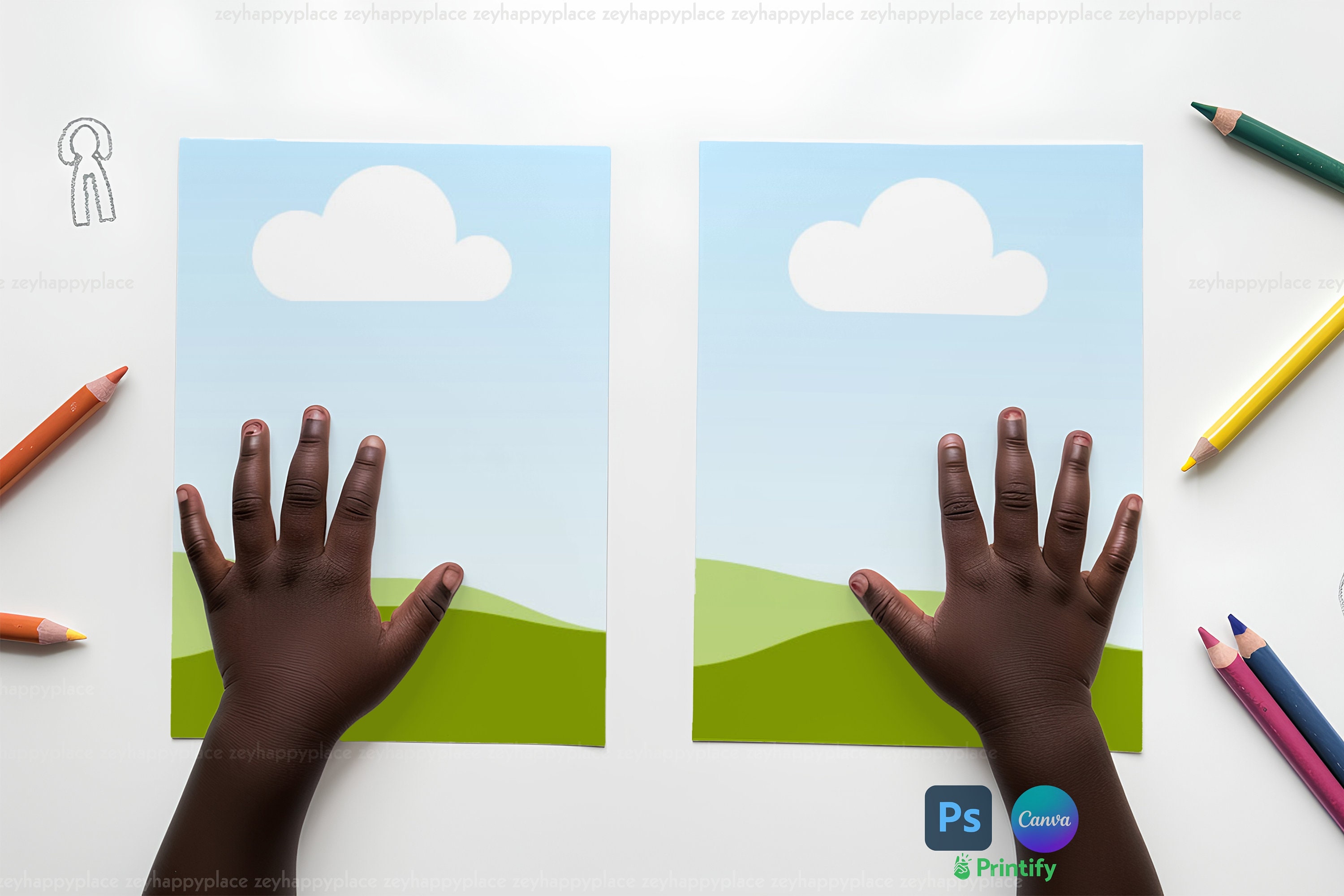 Double Coloring Page Mockup, 5x7" Coloring Pages Mockup, Canva Activity ...