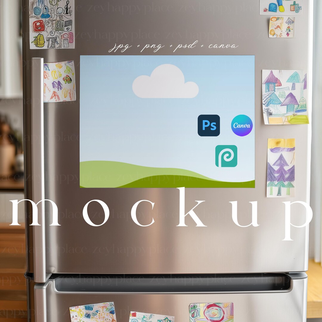 Coloring Page Mockup on Refrigerator Canva Kids 11x8.5" Coloring Pages ...