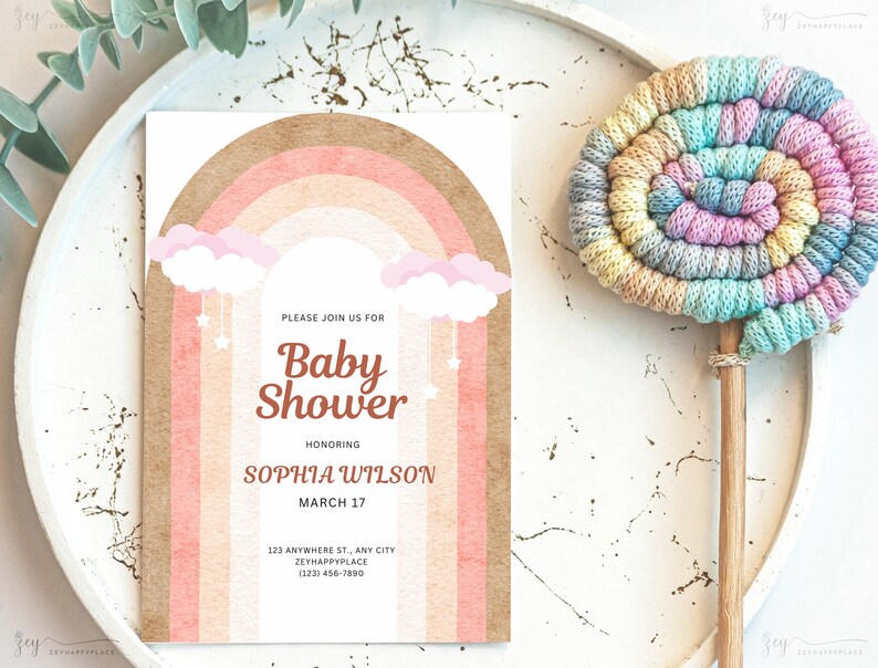 Mockup Baby Shower Invitations Invitation Mockup Modern Boho - Etsy