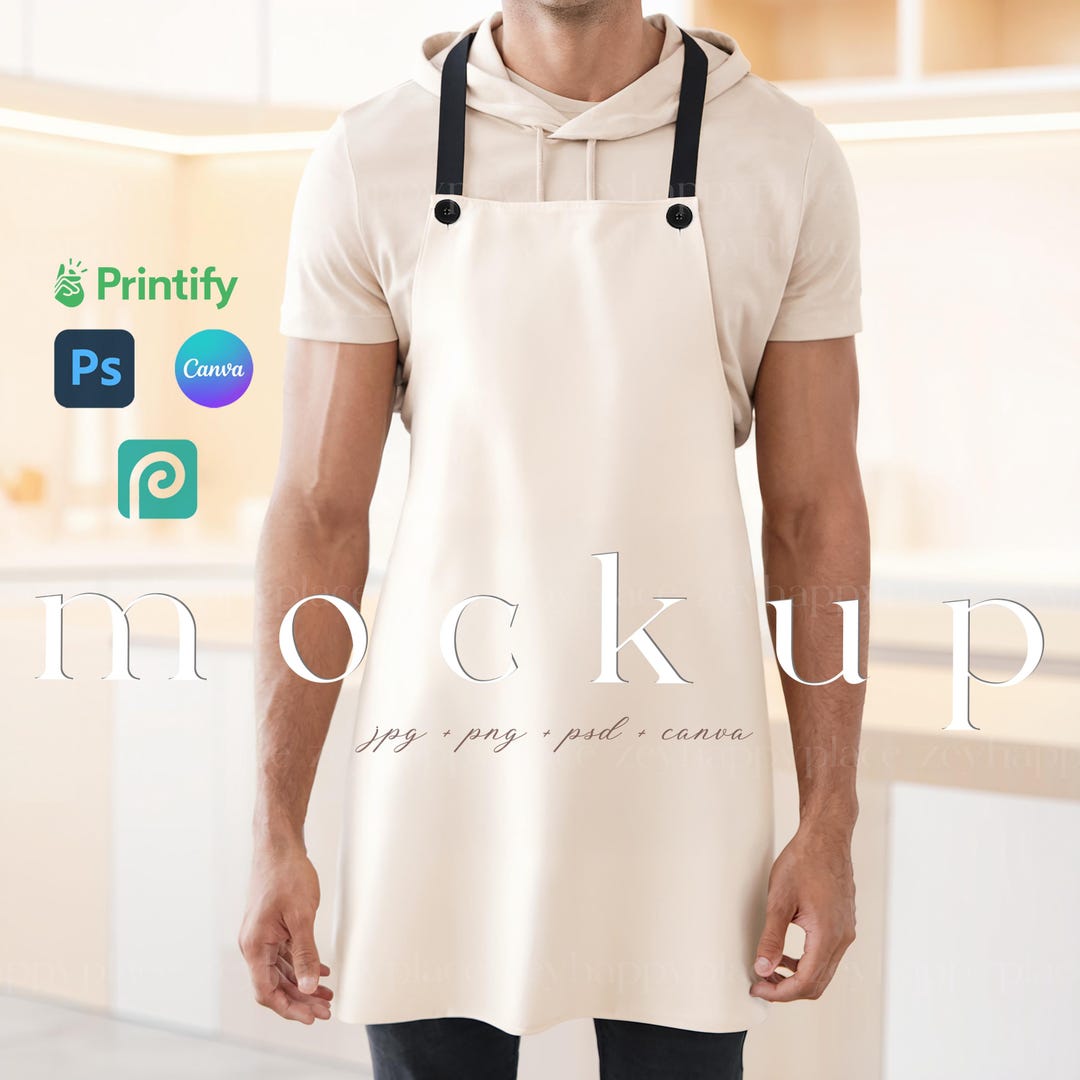 Apron Mockup With Black Straps Canva Template Chef Barista Apron Mockup ...