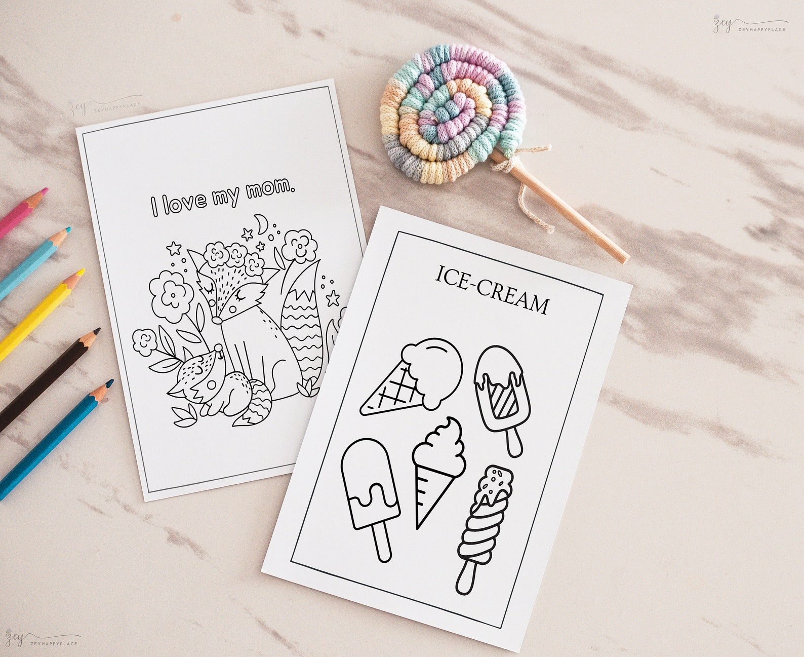 Coloring Page Mockup, 8.5 X 11" Coloring Pages Mockup, Activity Book ...