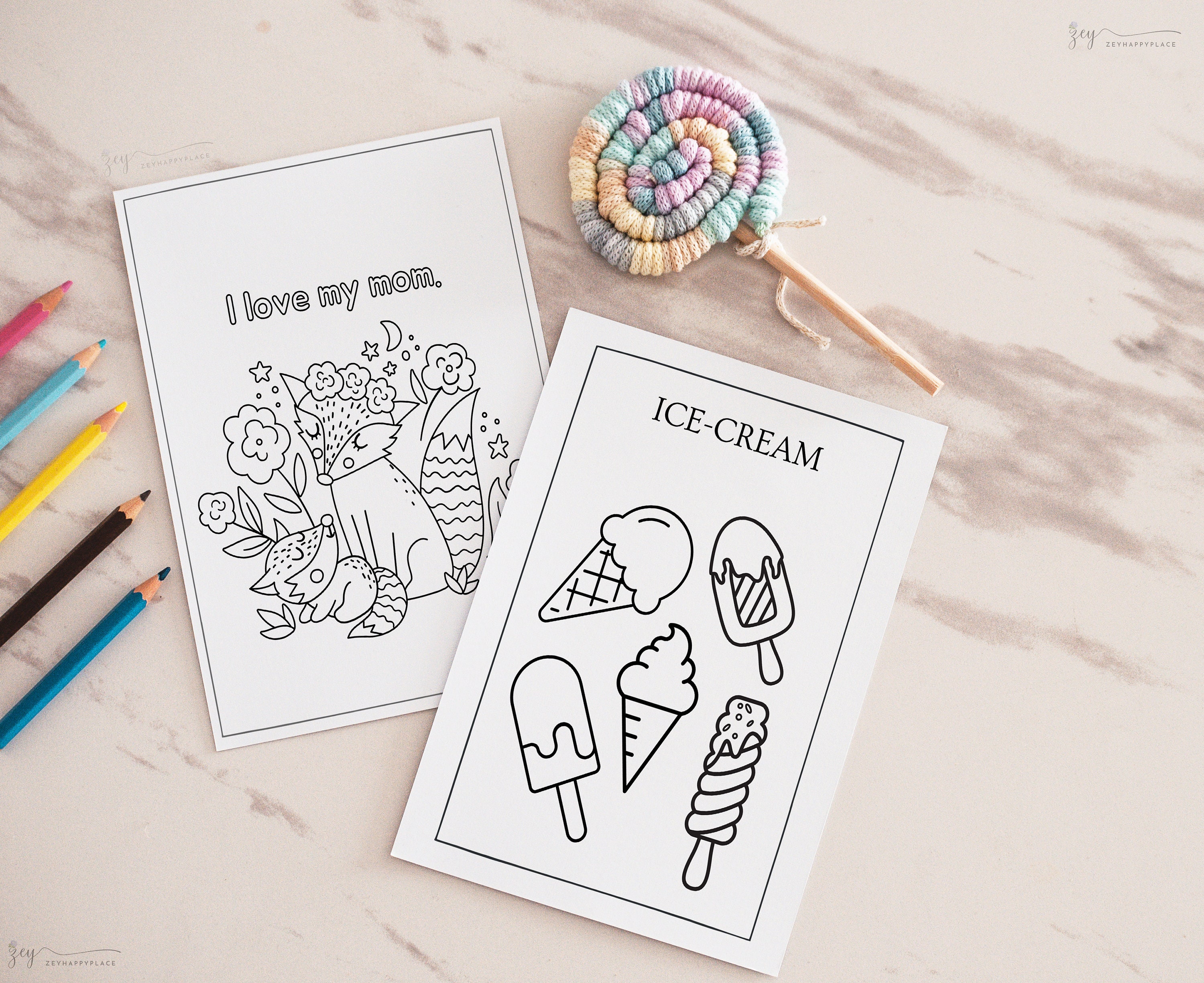 Coloring Page Mockup, 8.5 X 11" Coloring Pages Mockup, Activity Book ...