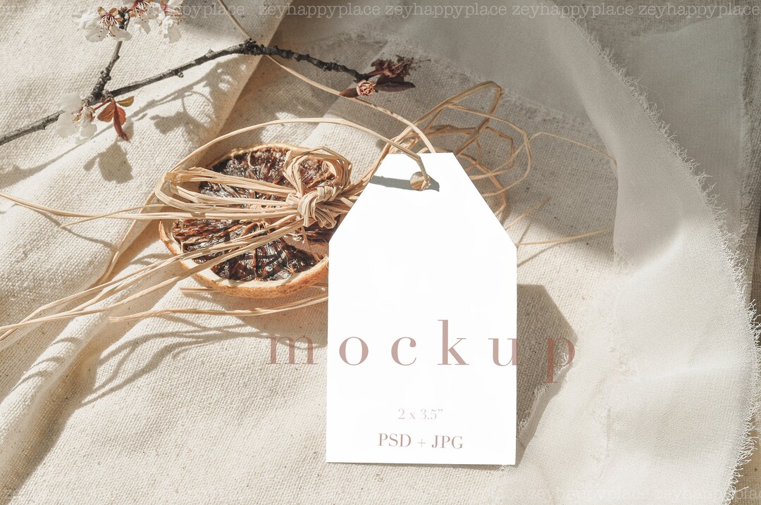 Boho Gift Tag Mockup, 2x3.5" Tag Mockup, Hang Tag, Clothing Tag Mockup ...