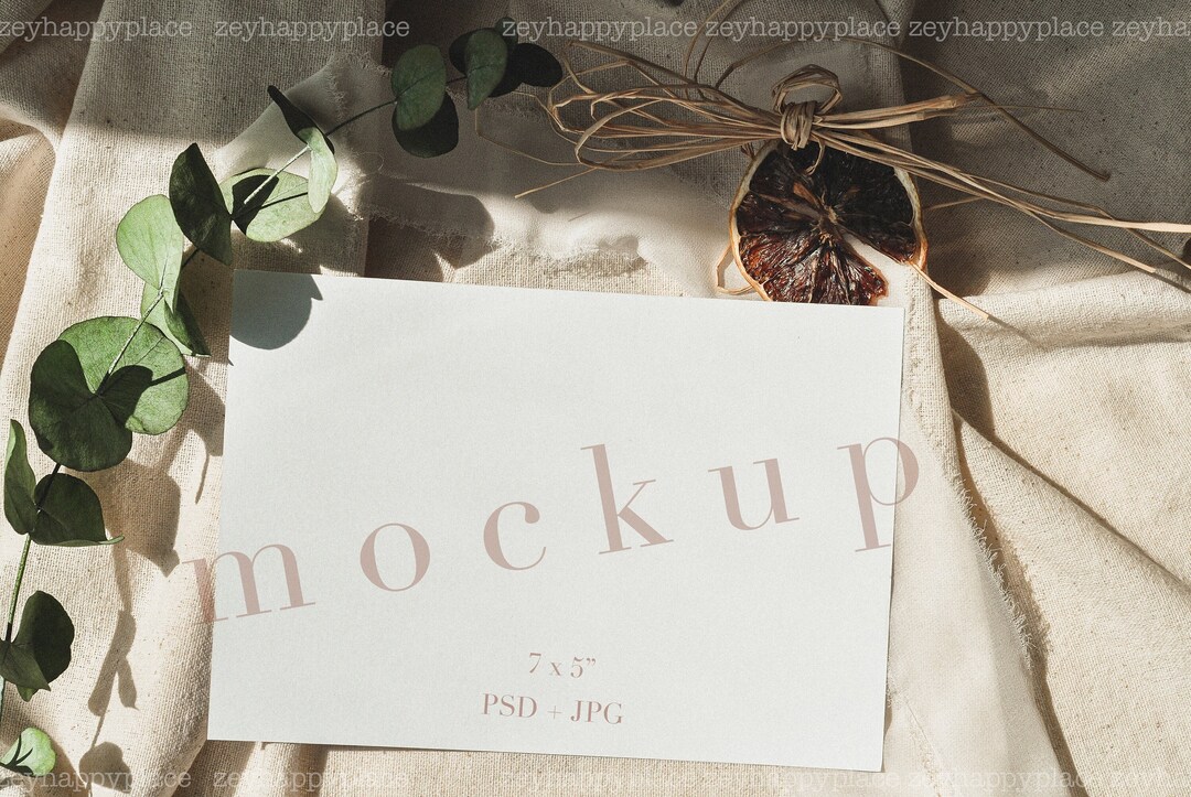 7x5 Card Mockup, Greeting Card Landscape Mockup, Stationery Mockup ...