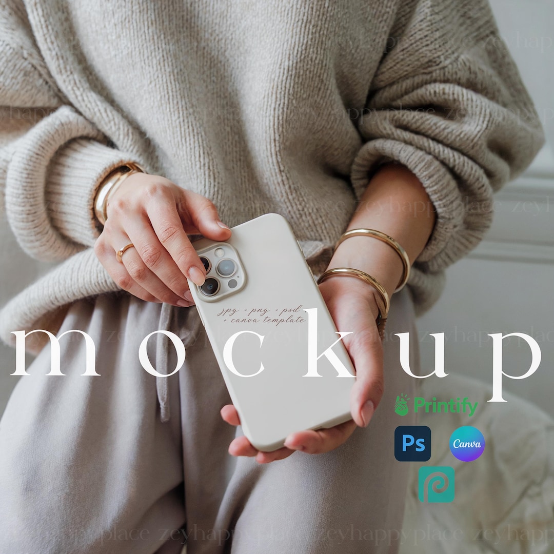 Phone Cover Mockup Editable Tough iPhone Cases Mockup Canva Template ...