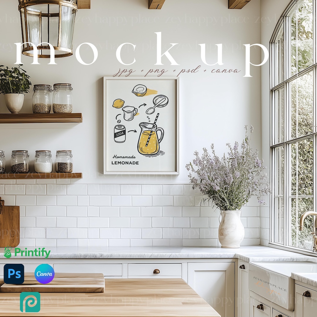 Kitchen Frame Mockup Vertical Framed Canvas Mockup Kitchen DIN A Size ...