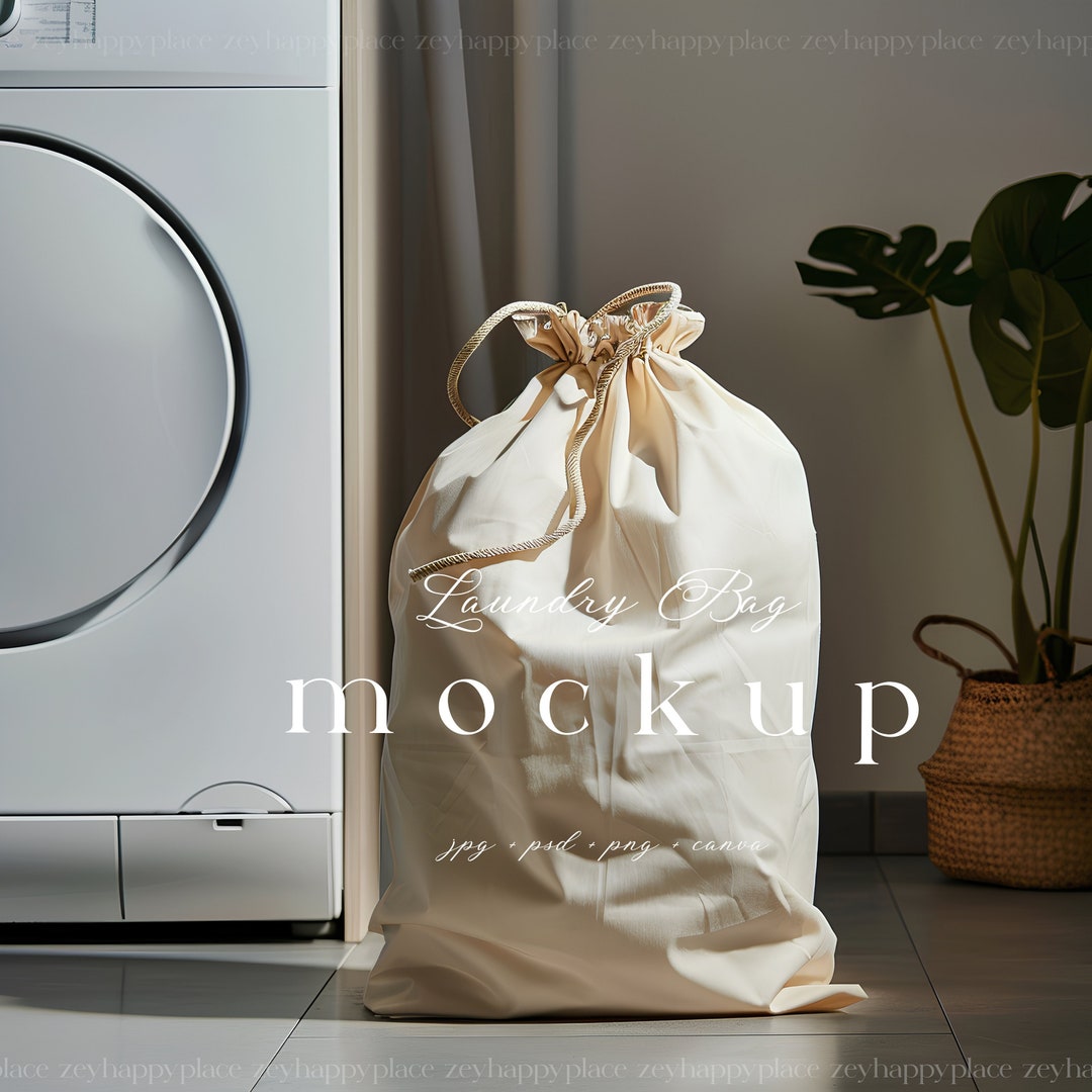 Customizable Laundry Bag Mockup | Your Designs on Laundry Bags ...