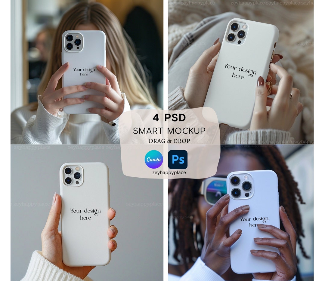 IPhone 15 Pro Max Case Mockup Bundle, Phone Editable Tough Case Mockup ...