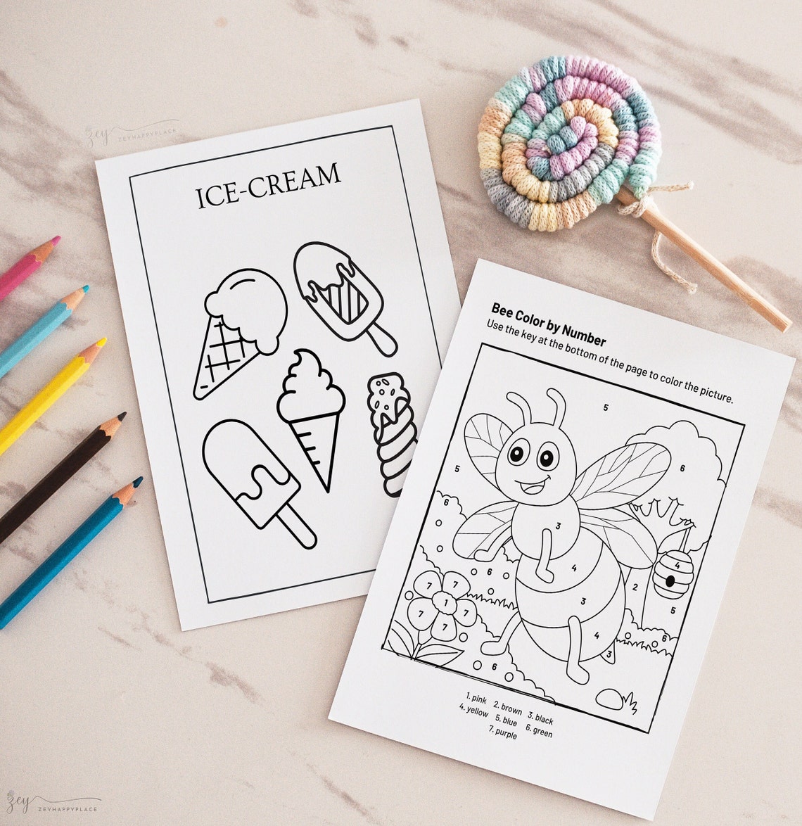 Coloring Page Mockup, 8.5 X 11" Coloring Pages Mockup, Activity Book ...