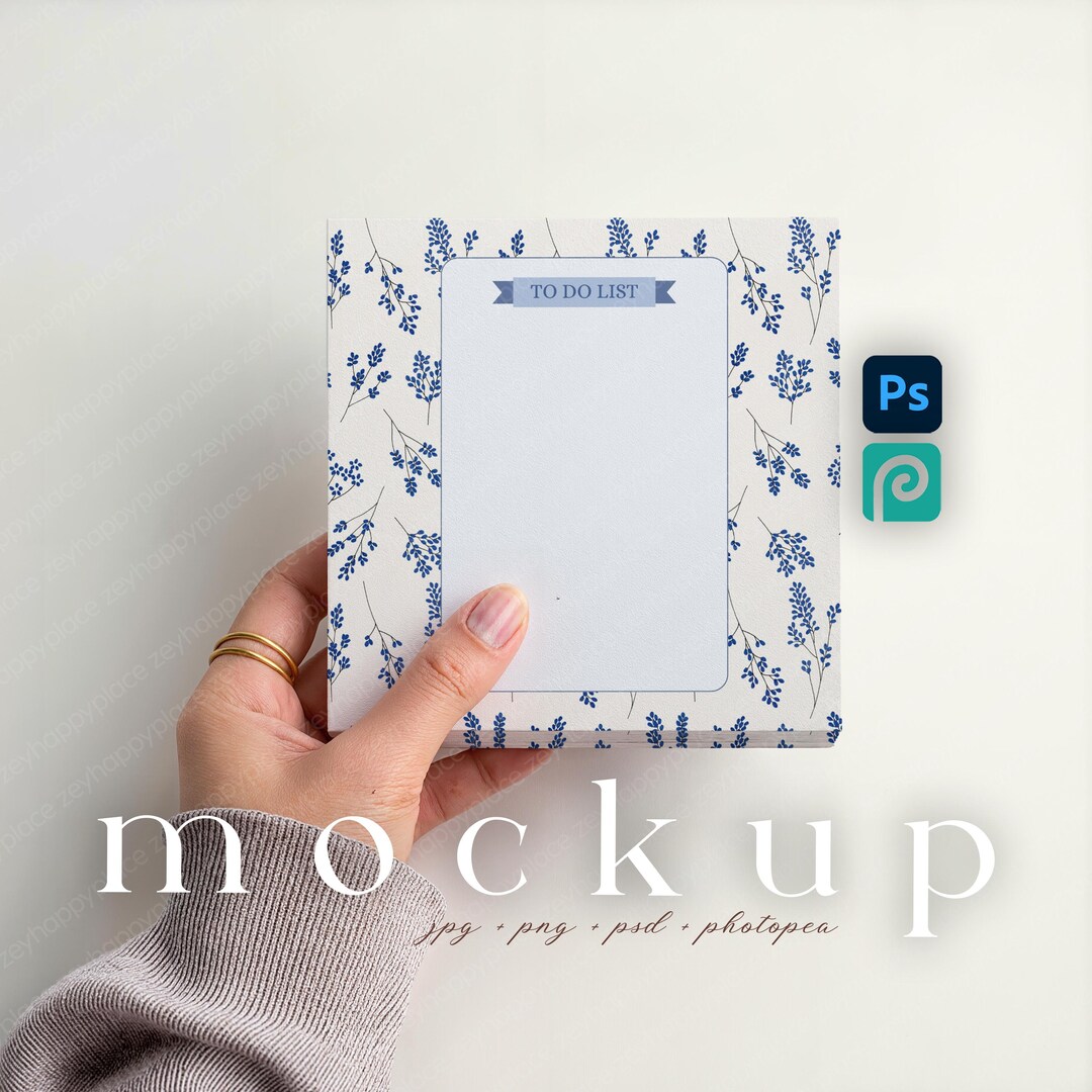 Square Notepad Mockup, Minimalist Paper Pad Mock-up, Stationery Custom ...