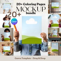 Double Coloring Page Mockup, 5x7" Coloring Pages Mockup, Canva Activity ...