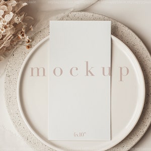 Menu Mockup, Wedding Menu Mockup, 4x9 Wedding Menu Mockup, Boho Neutral ...