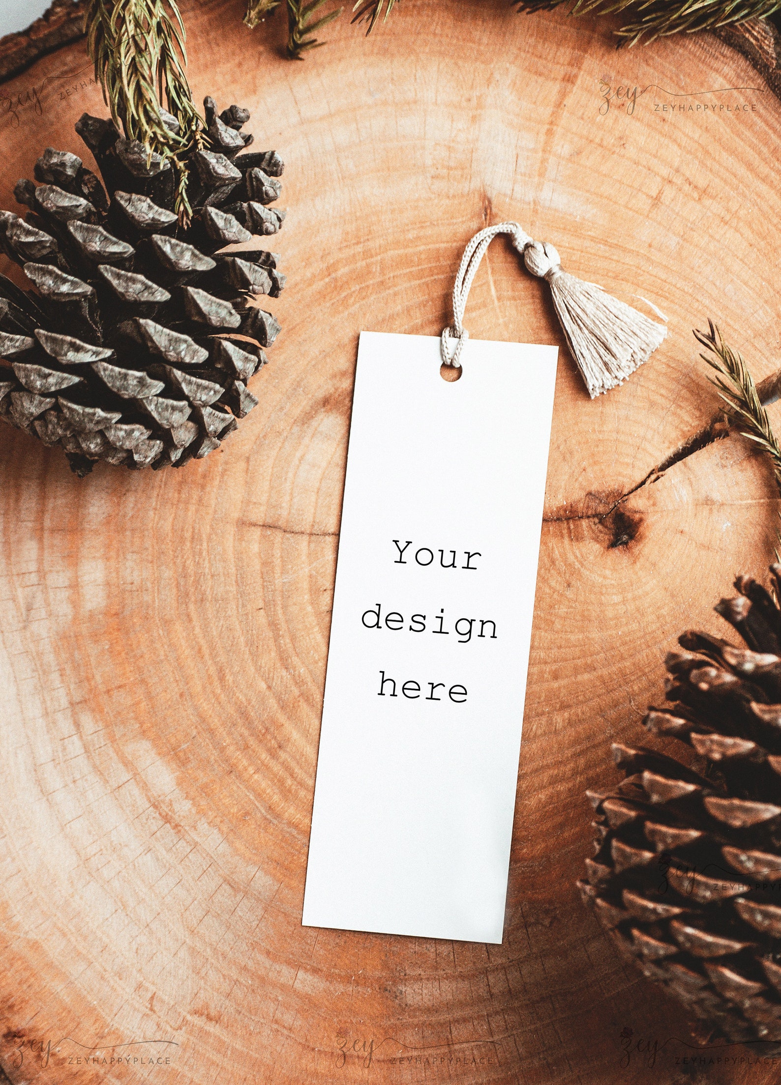 Bookmark Mockup, 2x6" Mockup, Bookmark With Hole for Tassel Mockup ...