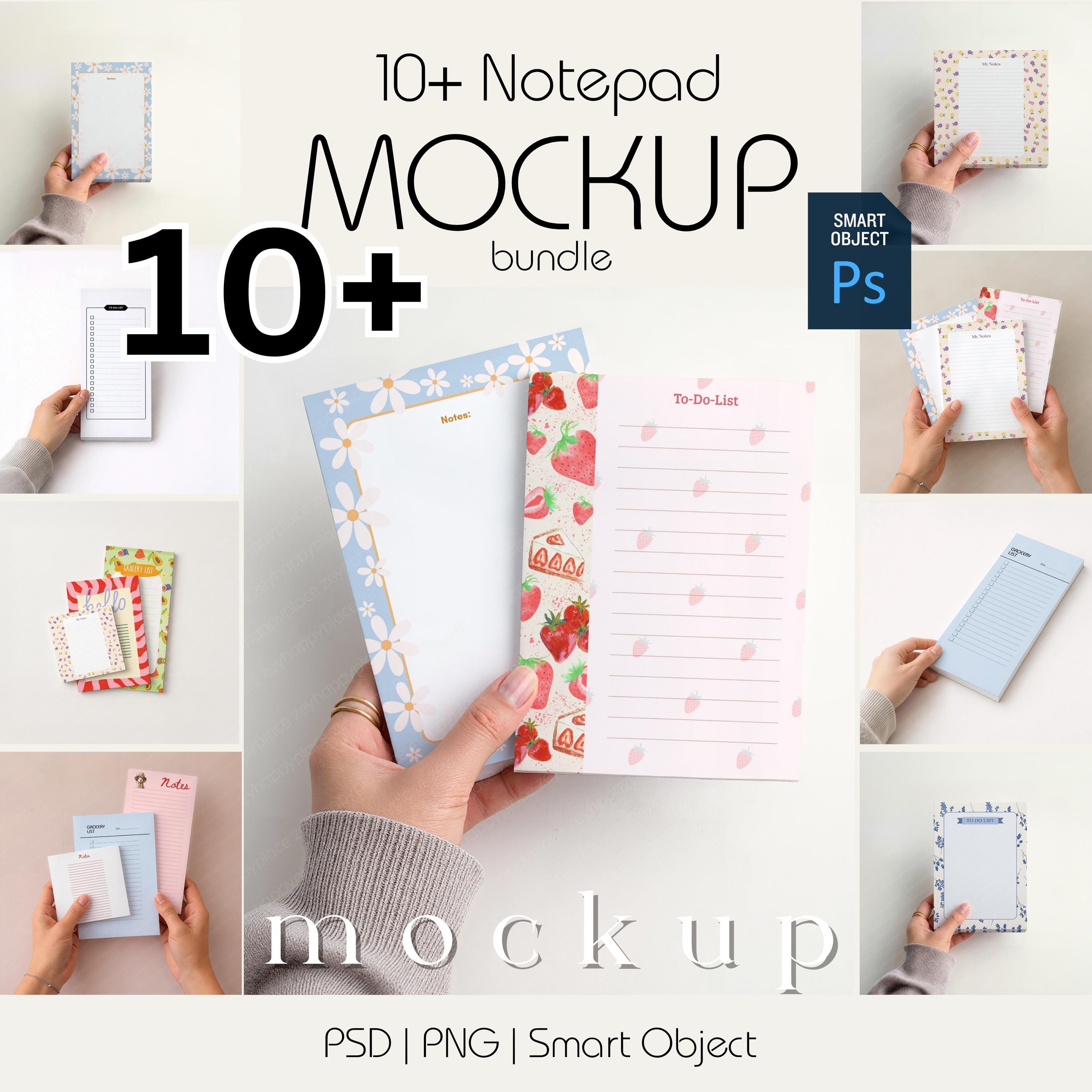 10+ Notepad Mockup Bundle, Paper Pad Mock up Set PSD With Changeable ...
