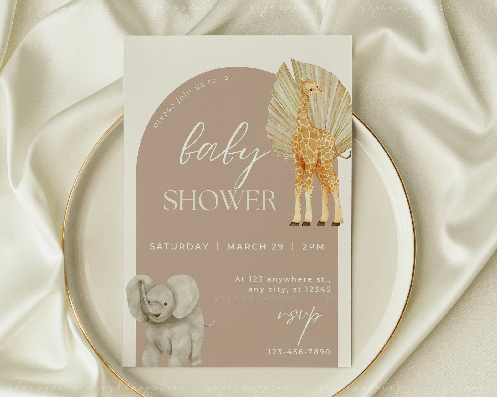 Neutral Card Mockup 5x7, Minimalist Empty White Card, Invitation Mockup ...