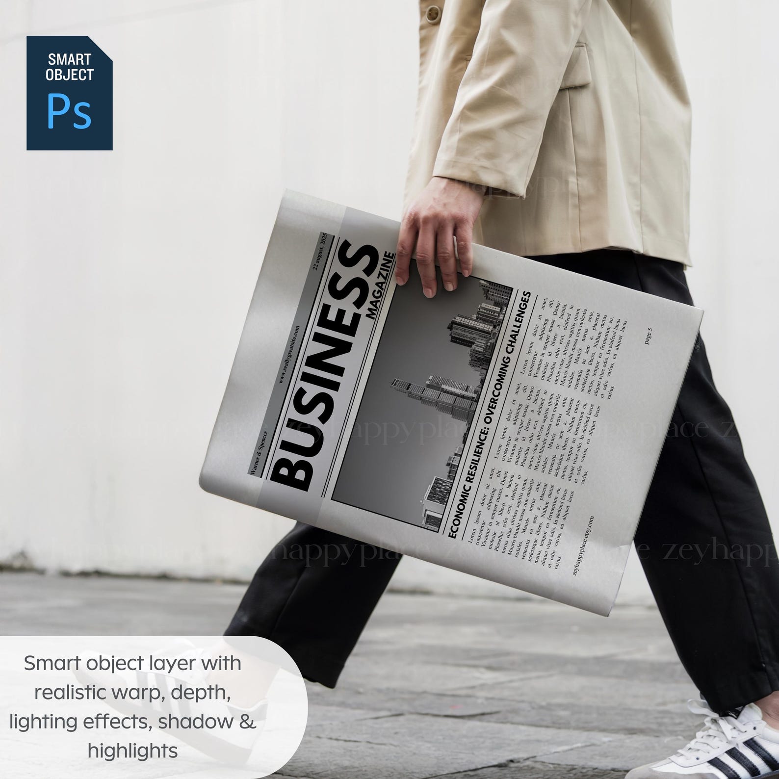 Folded Newspaper Mockup Business Large Newspaper Mockup With Person ...