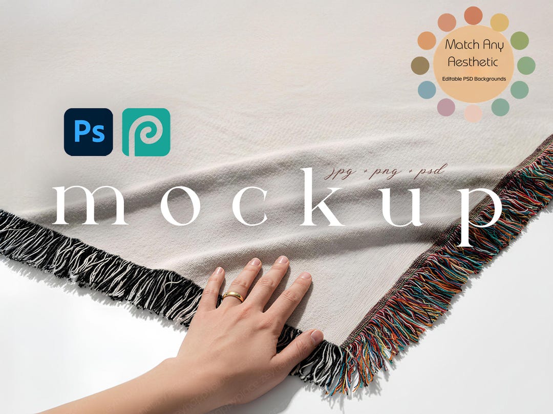 Close-up Woven Blanket Mockup, Realistic Throw Blanket Texture ...