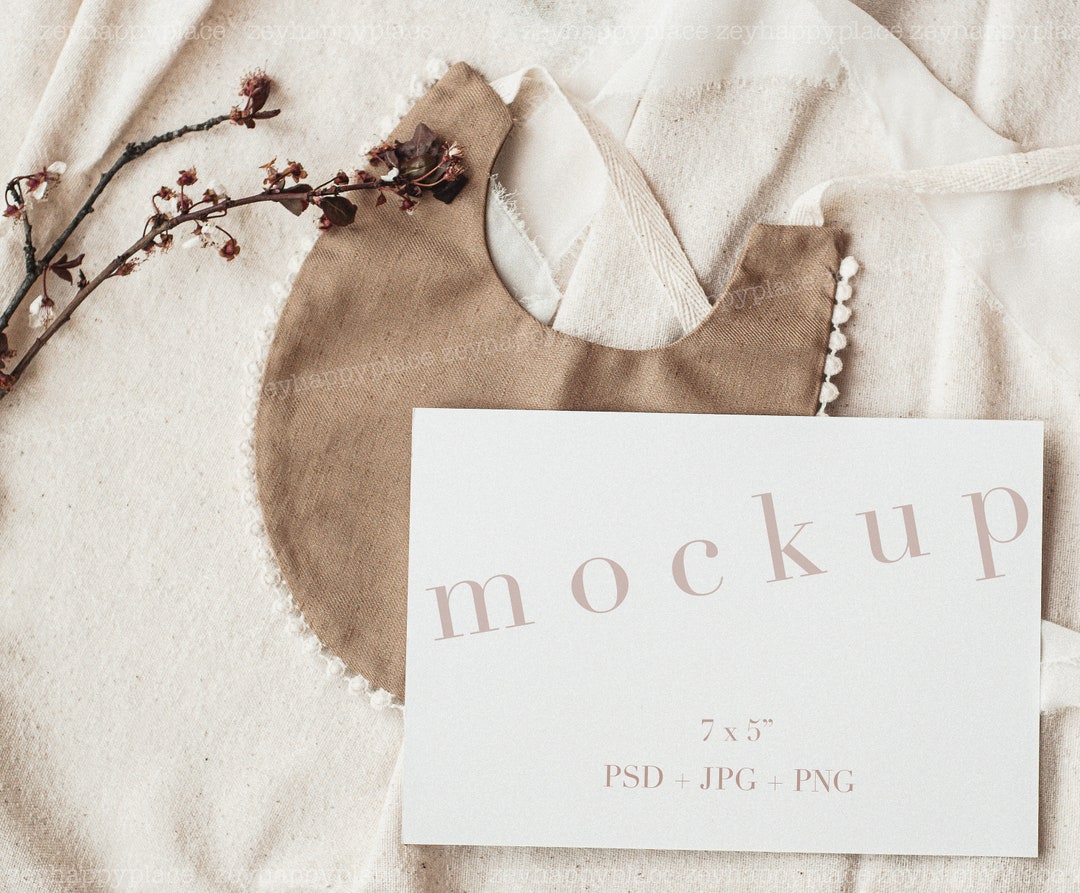 Modern Boho Gender Neutral Card Mockup, Horizontal Mockup Baby Shower ...