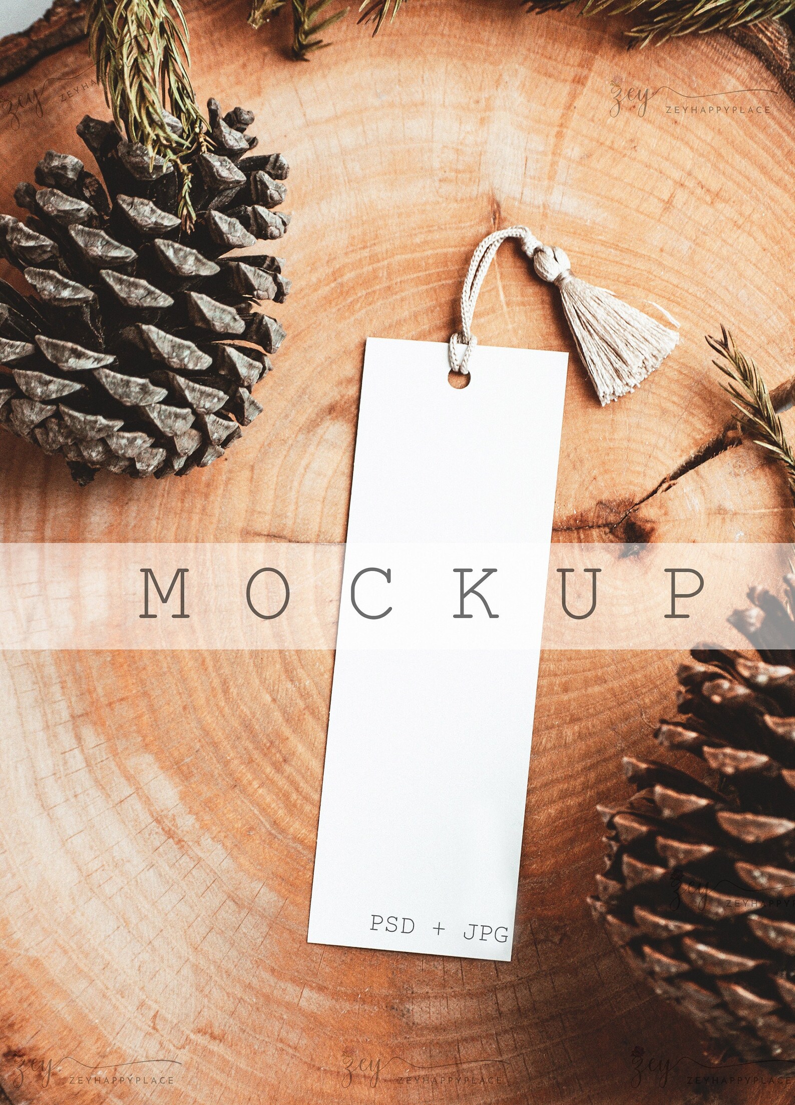 Bookmark Mockup, 2x6" Mockup, Bookmark With Hole for Tassel Mockup ...