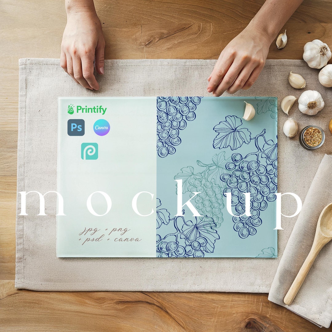 Glass Cutting Board Mockup Canva 8x11" Cutting Board PSD Blank ...