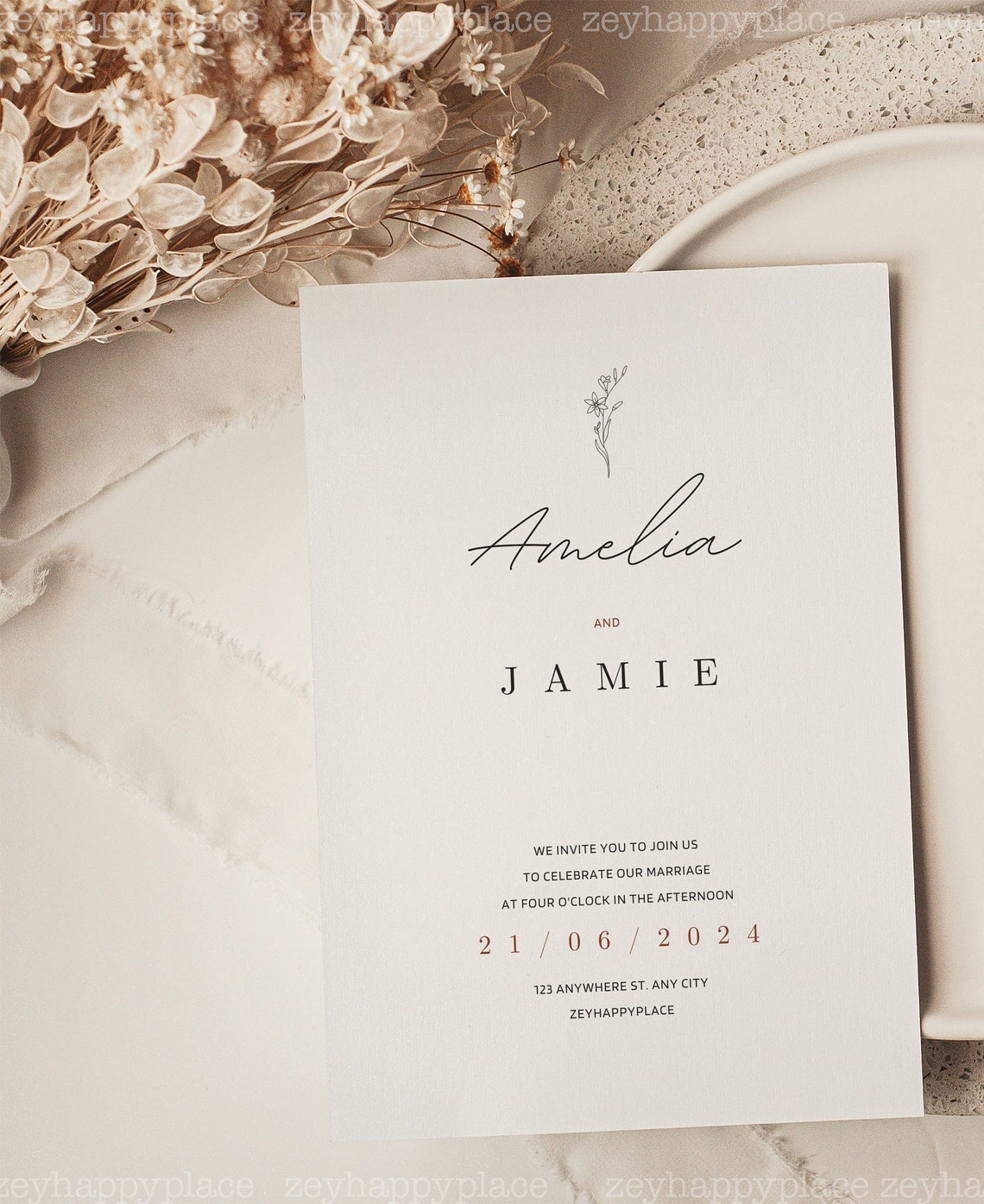 4x9 Menu Mockup With 5x7 Card, Wedding Program Mockup, Wedding Menu ...