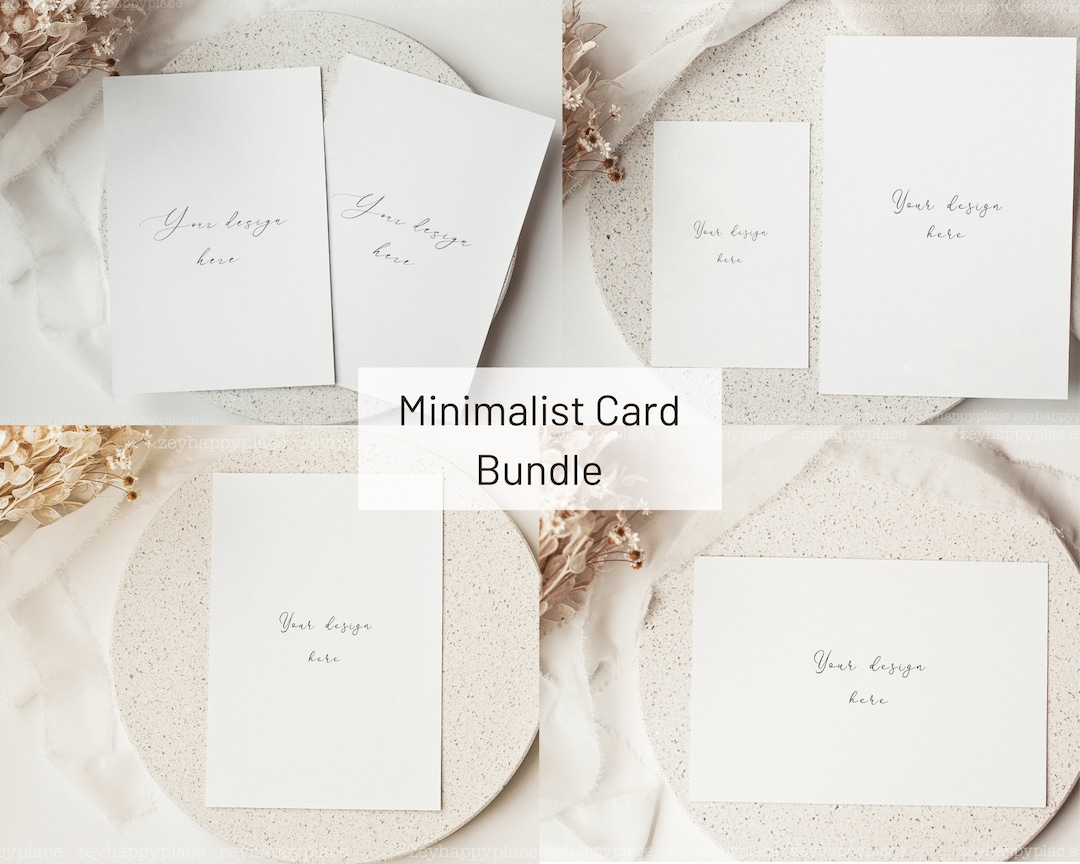 Minimalist Card Bundle, Neutral Greeting Card Mockup Bundle, Invitation ...