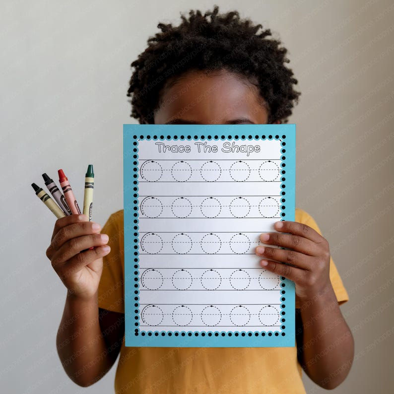 Kids Coloring Page Mockup With Child Holding Crayons Printable Activity ...
