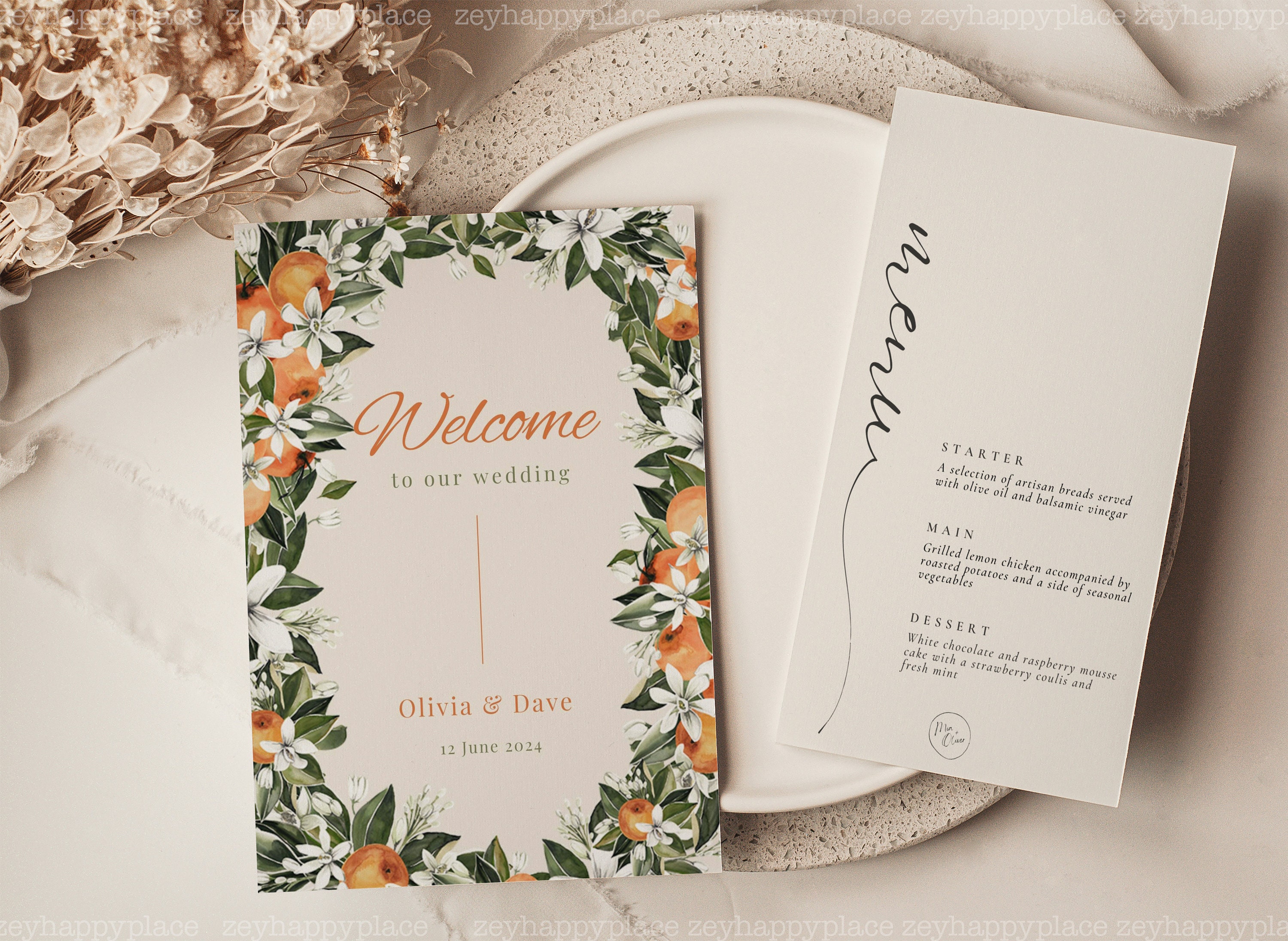 4x9 Menu Mockup With 5x7 Card, Wedding Program Mockup, Wedding Menu ...