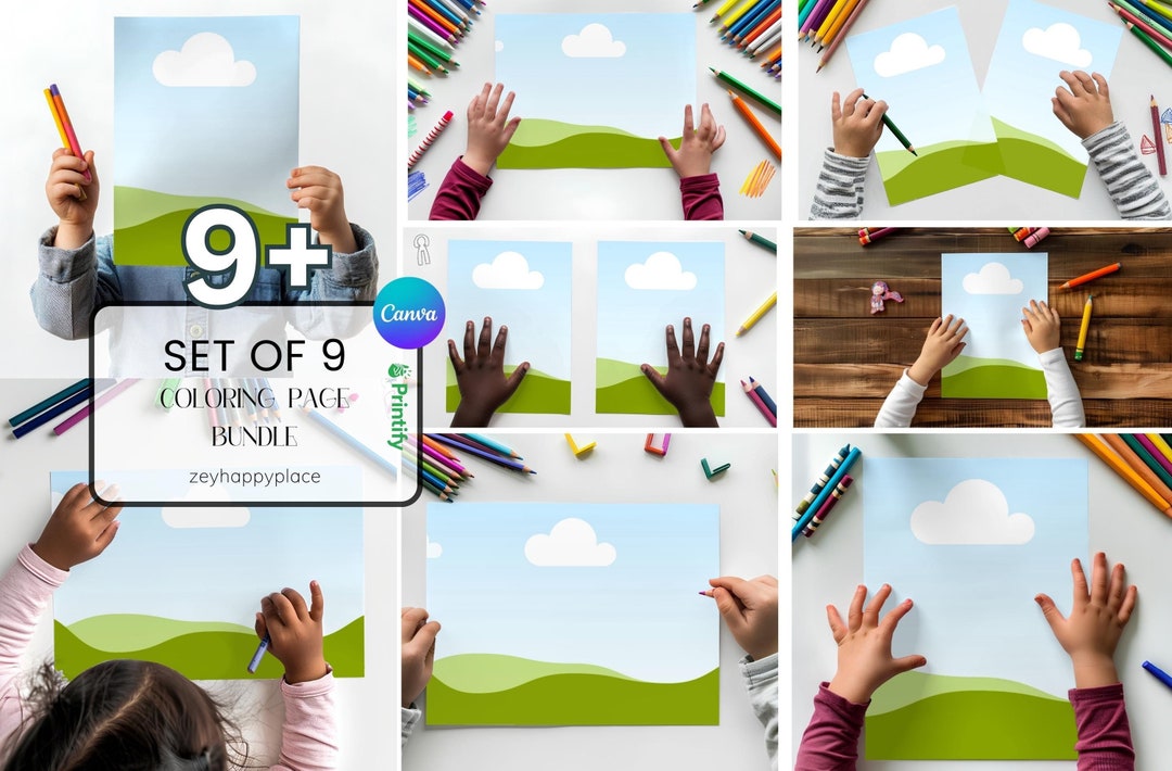 Coloring Page Mockup Bundle Canva Template, KDP Mockup, Color Page ...