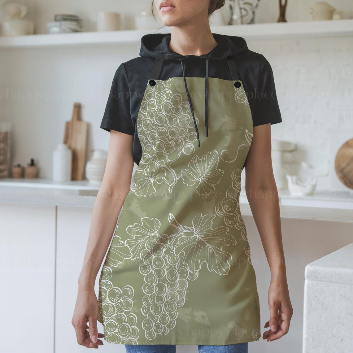 Apron Mockup With Black Straps Canva Template Chef Barista Apron Mockup ...