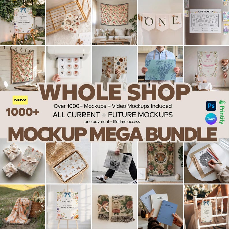 1000+ Whole Shop Mockup Bundle | Entire Shop Canva & Photoshop ...