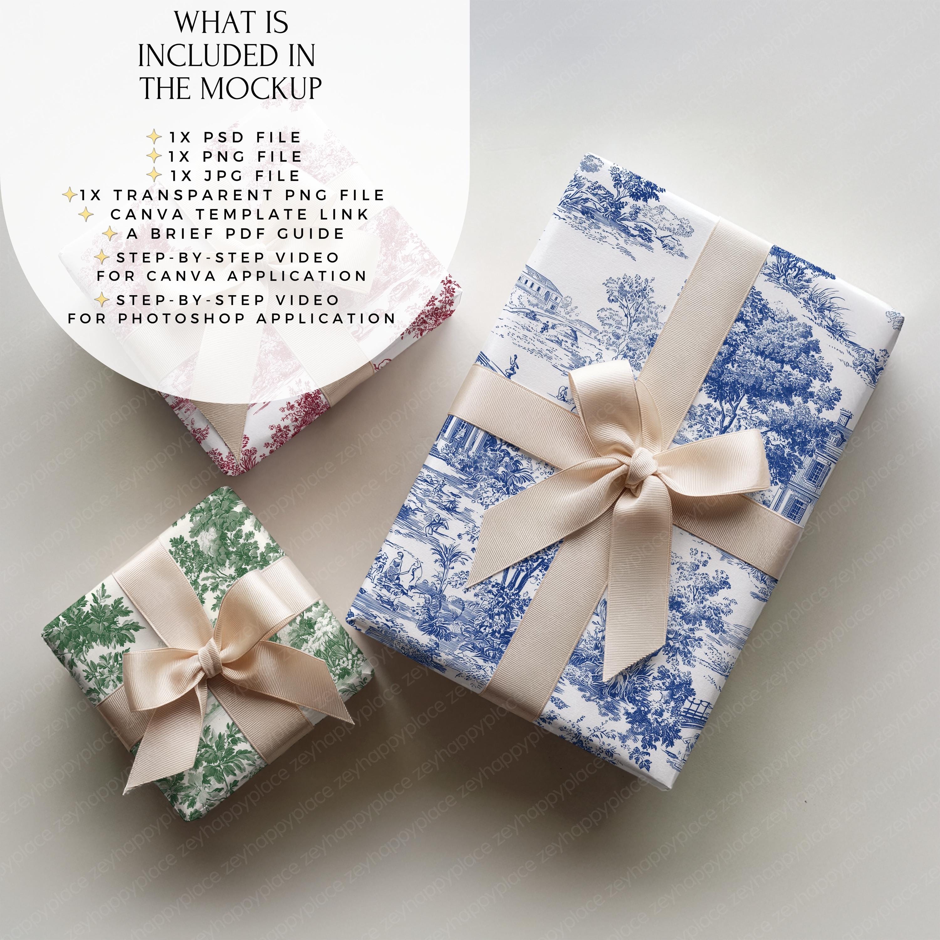 3 Boho Gift Wrapping Paper Mockup Set Christmas Gift Box Mockup Canva ...
