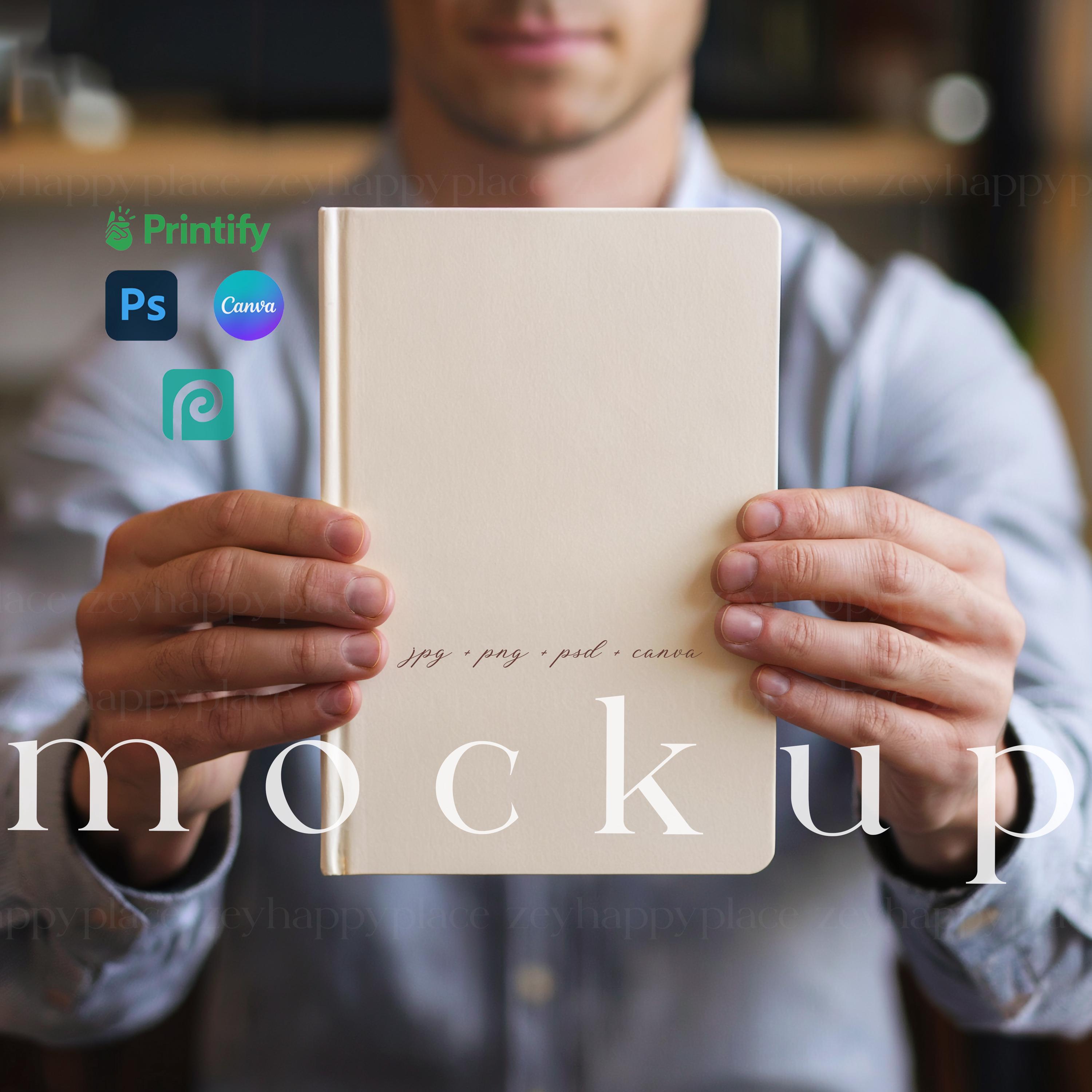 Hardcover Journal Mockup Canva Template Printify Ruled Line Journal ...