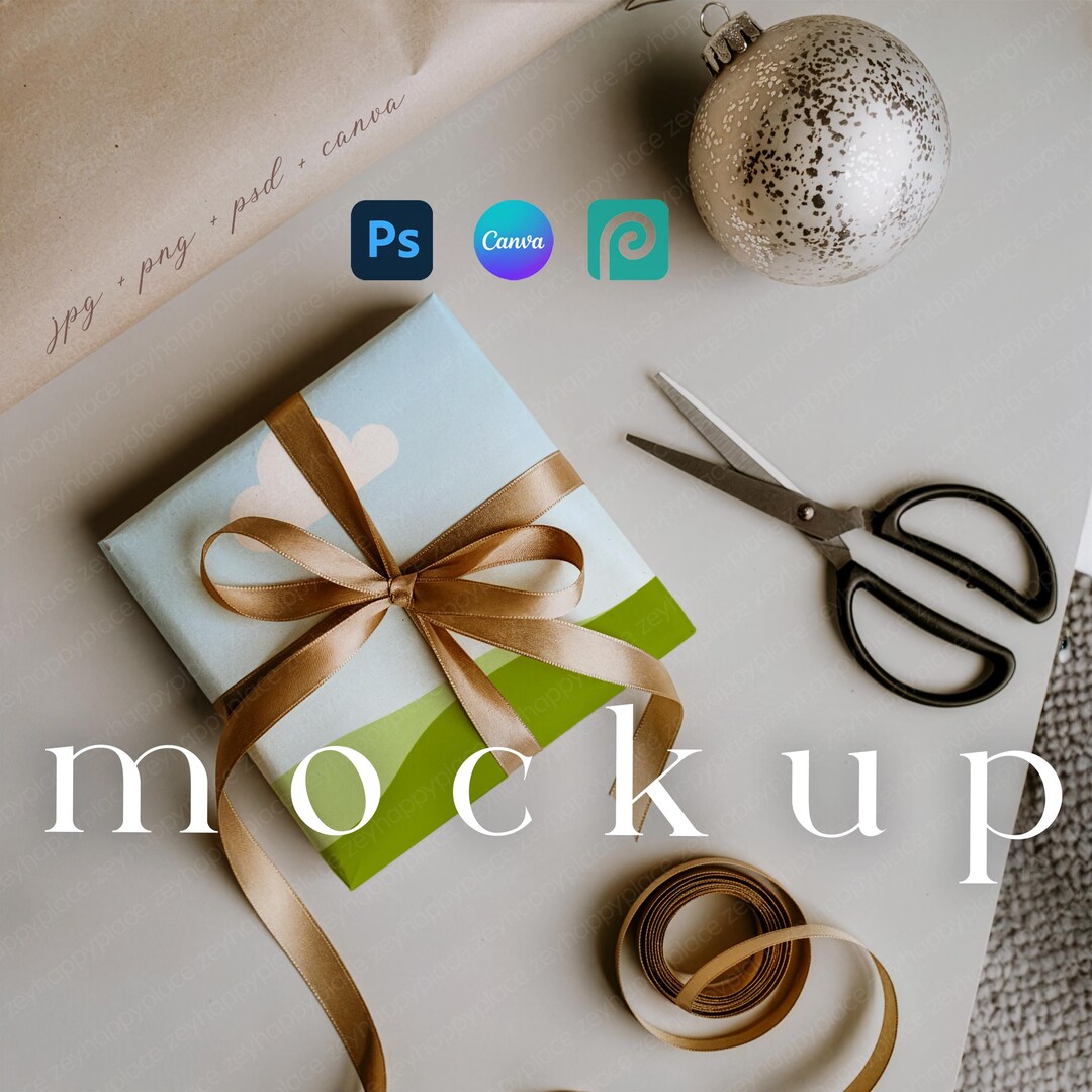 Boho Gift Wrapping Paper Mockup Christmas Gift Paper Mockup Canva Gift ...