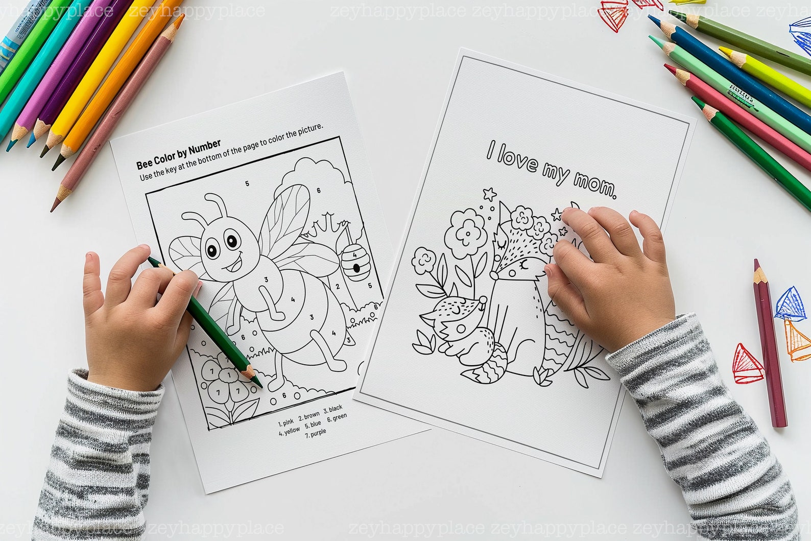 Bundle Coloring Page Mockup, 11 X 8.5" Coloring Pages Bundle, Canva ...