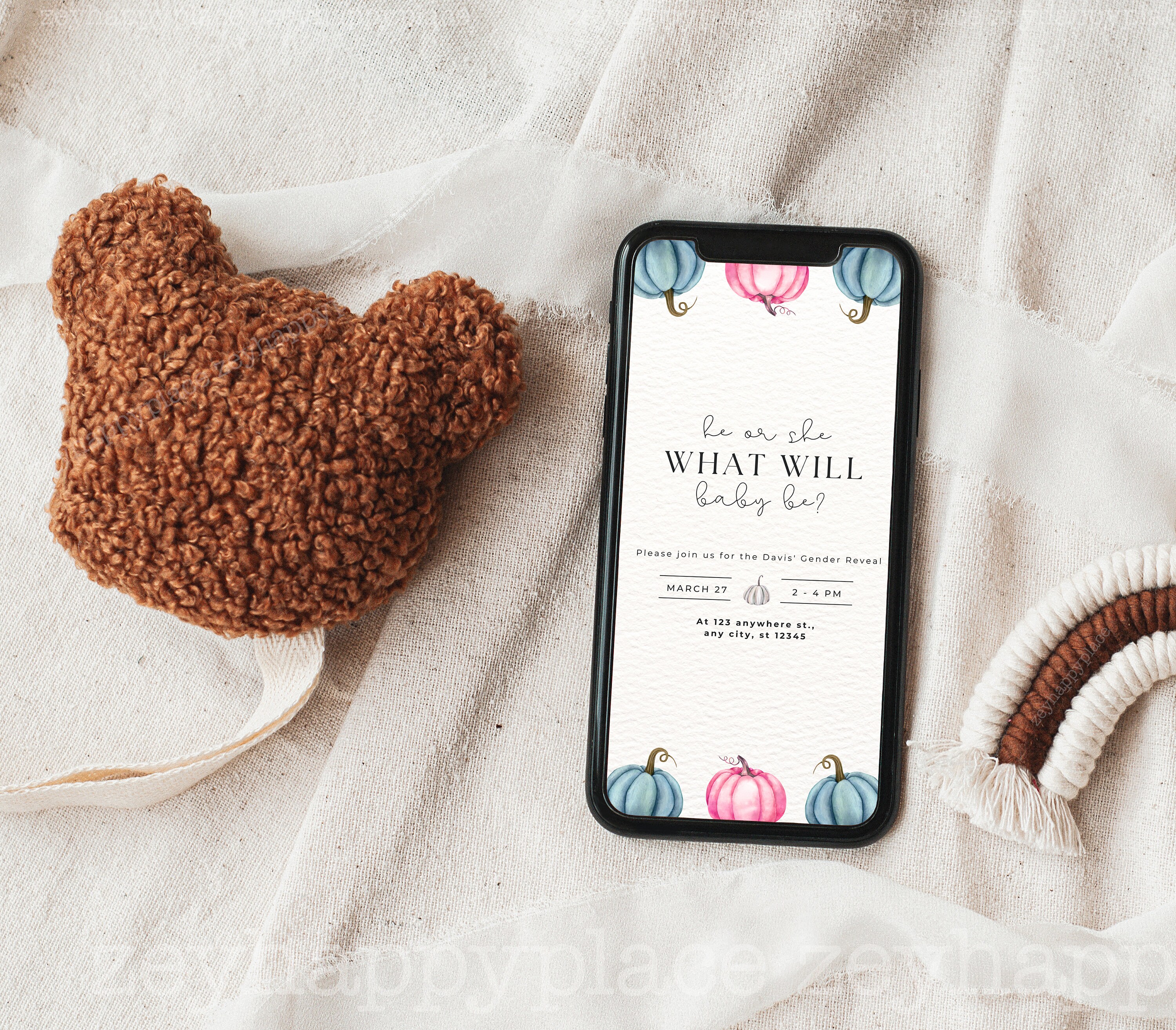 IPhone Screen Mockup | Invitation Mockup | Baby Shower Mobile Mockup ...