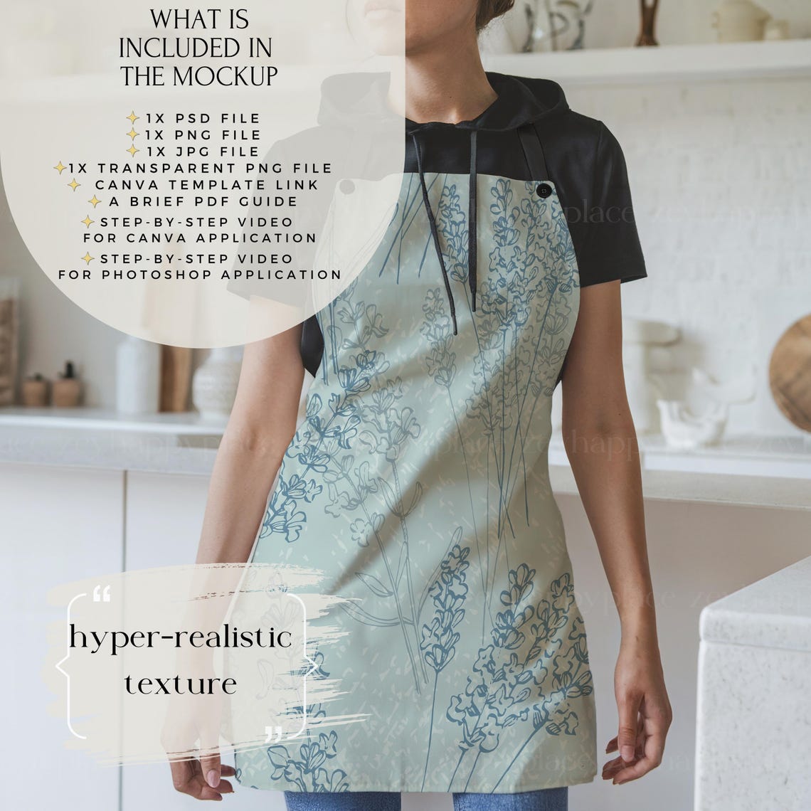Apron Mockup With Black Straps Canva Template Chef Barista Apron Mockup ...
