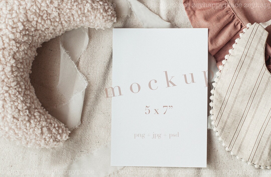 Minimalist Baby Card Mockup, Baby Shower Invitation Mockup, Birth Card ...