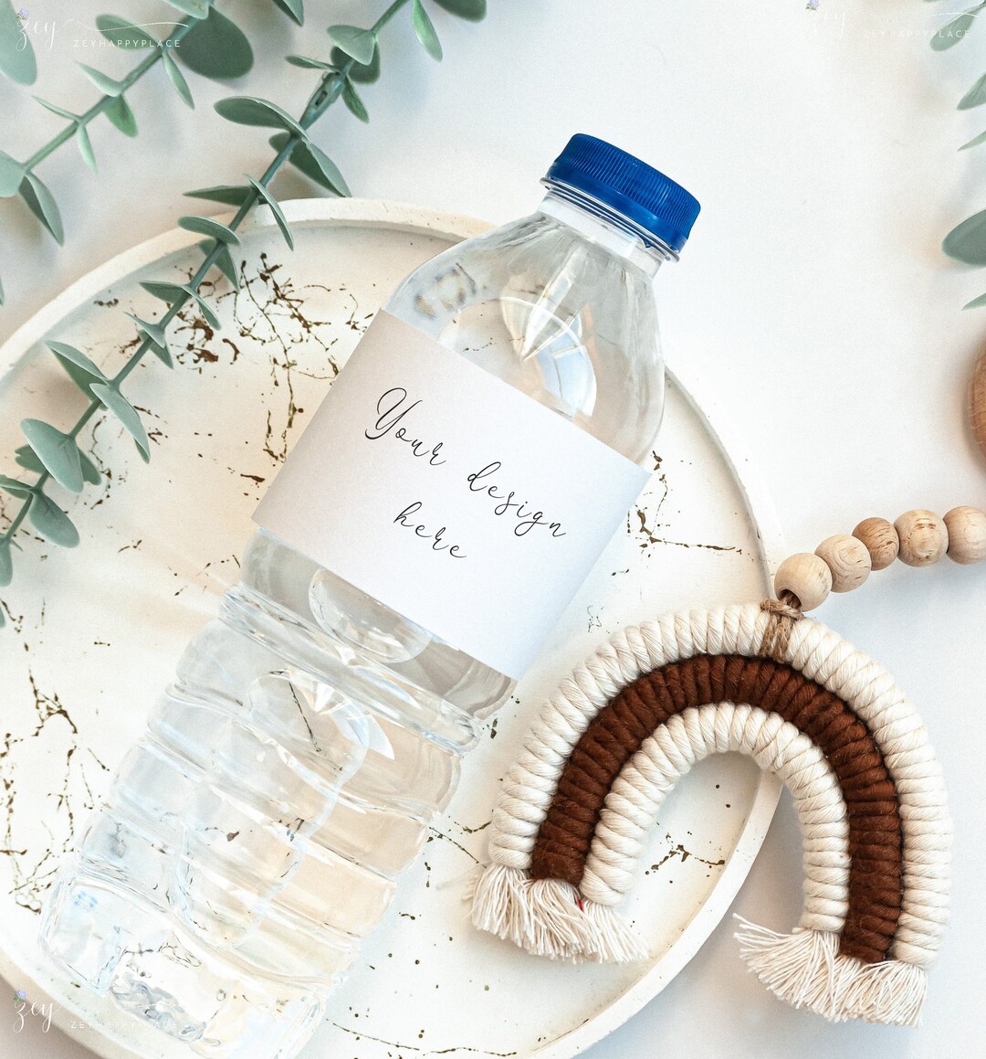 Water Bottle Label Mockup, Wedding Favor Tag Mockup, Drink Label ...