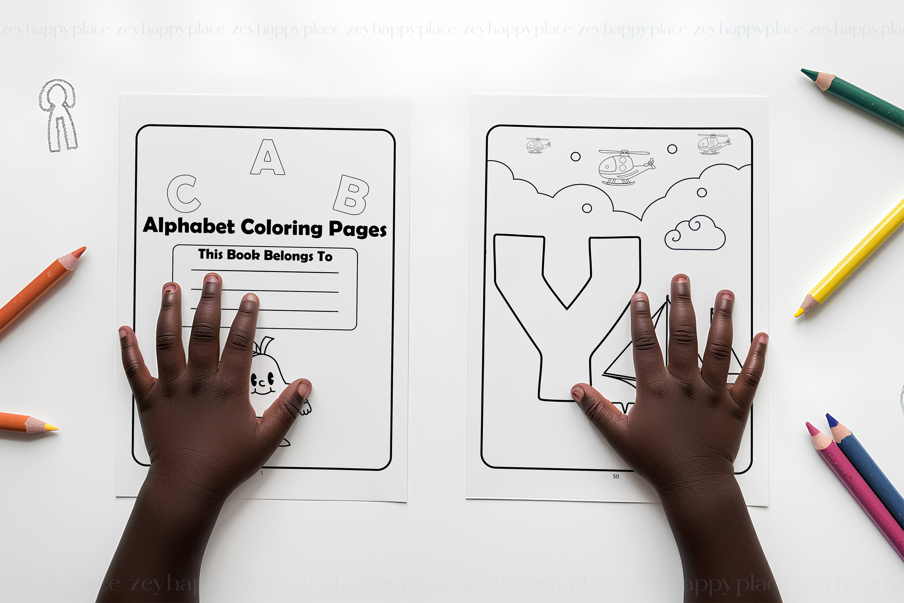 Double Coloring Page Mockup, 5x7" Coloring Pages Mockup, Canva Activity ...
