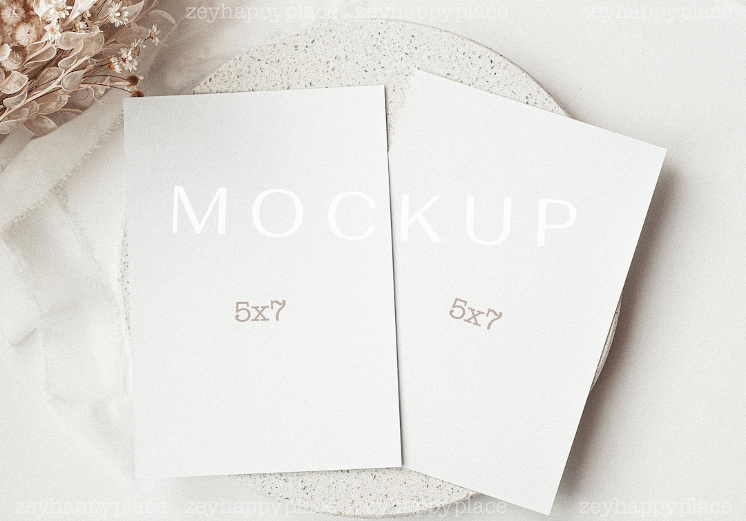 Double 5x7 Invitation Mockup, Double Invitation Mockup, 5x7 Invitation ...