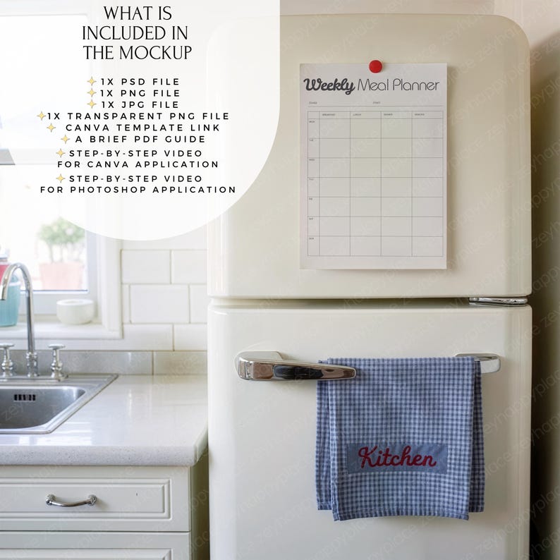 Paper Mockup on Refrigerator Kids Drawing Pages on Fridge Canva ...